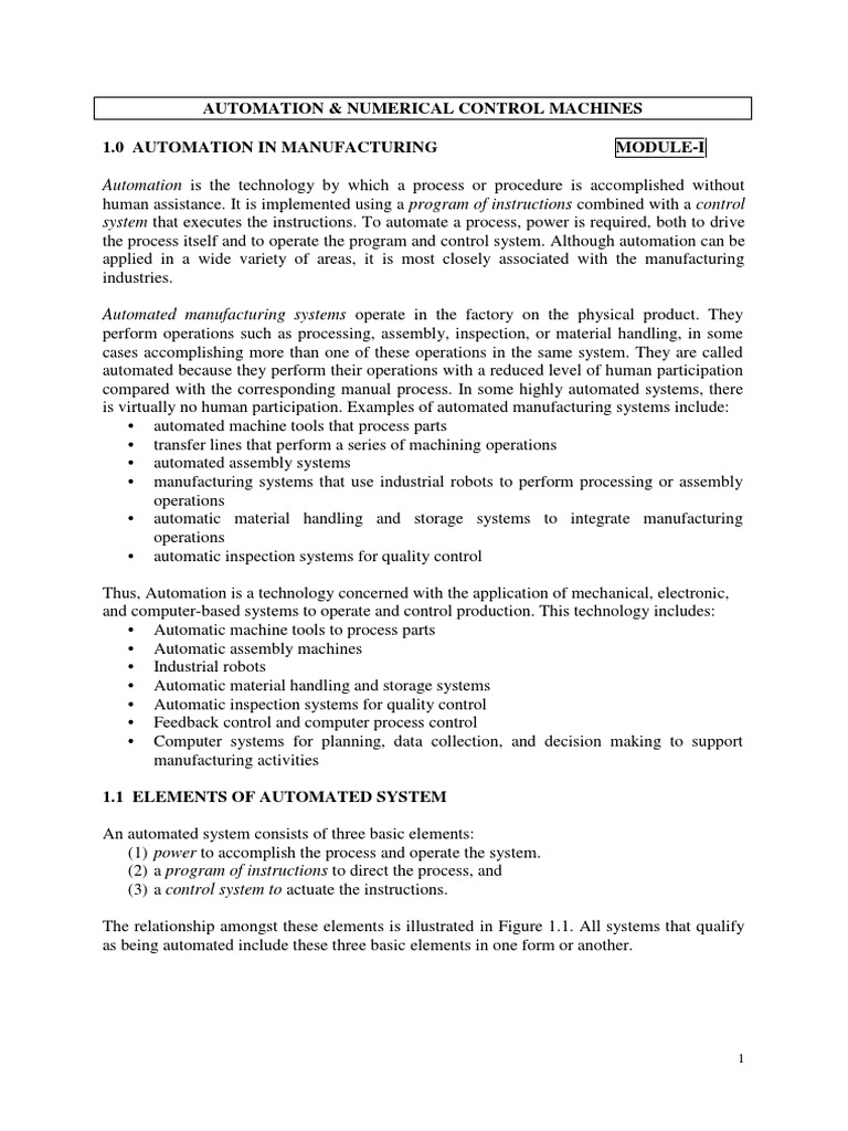 Automation in Manufacturing: An Overview of Automated Systems ...