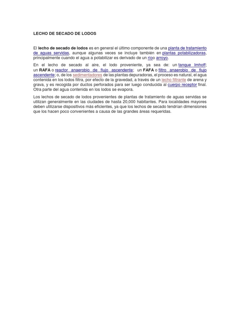 Lecho de Secado de Lodos | PDF
