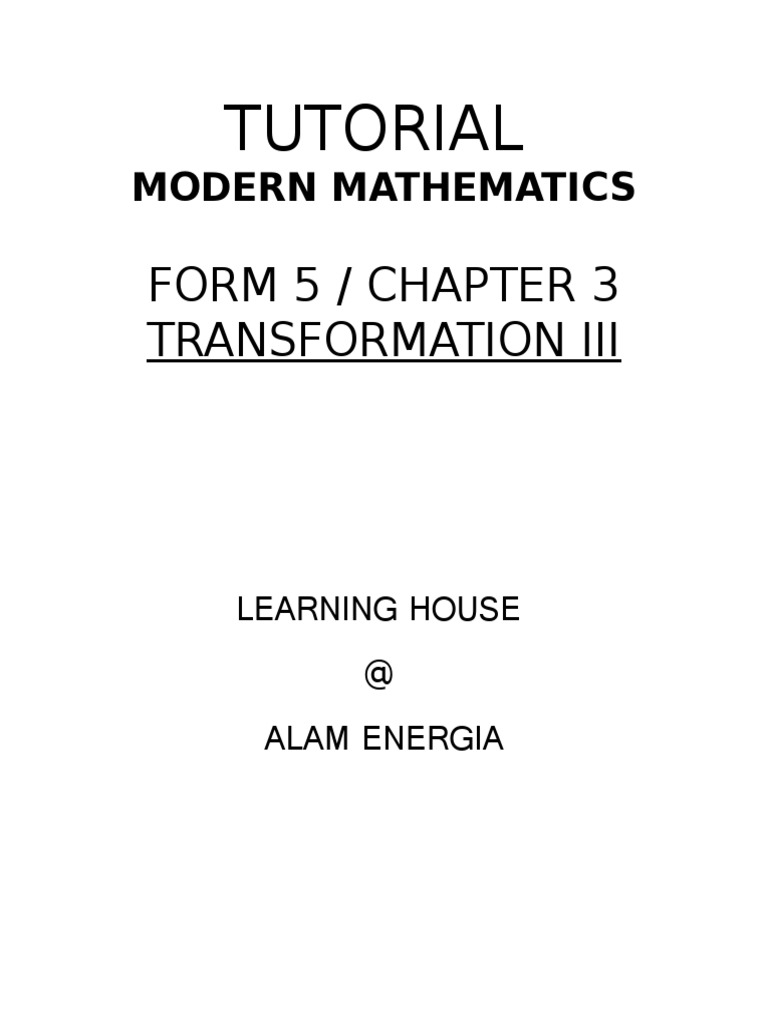 Form 5 / Chapter 3 Transformation Iii: Tutorial | PDF