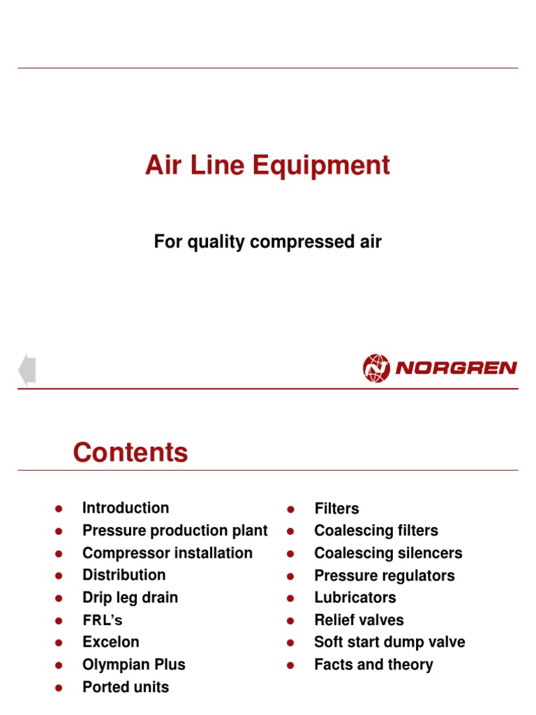 Air Line Equipment: For Quality Compressed Air | PDF | Valve | Filtration