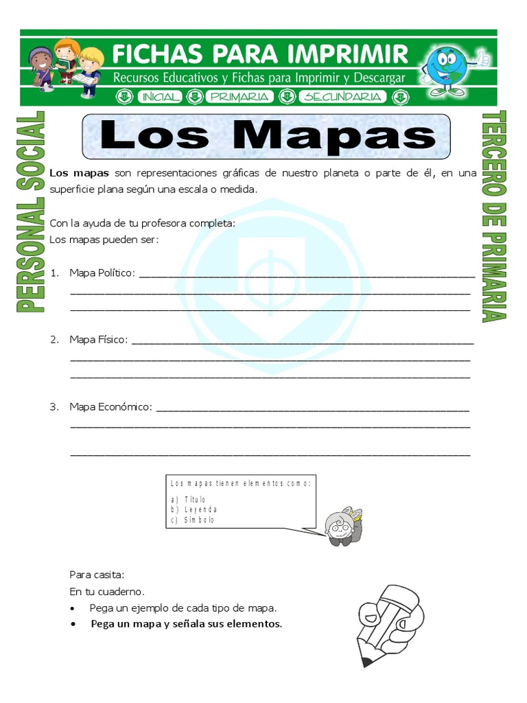 Ficha Elementos de Un Mapa Para Tercero de Primaria