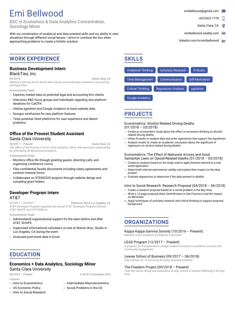 Emi Bellwood Resume | PDF | Analytics | Econometrics