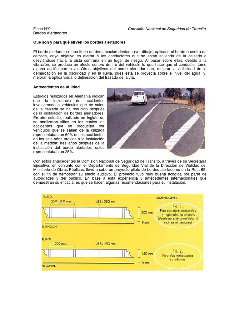 Bordes Alertadores: Seguridad Vial Efectiva | PDF | Transporte por ...