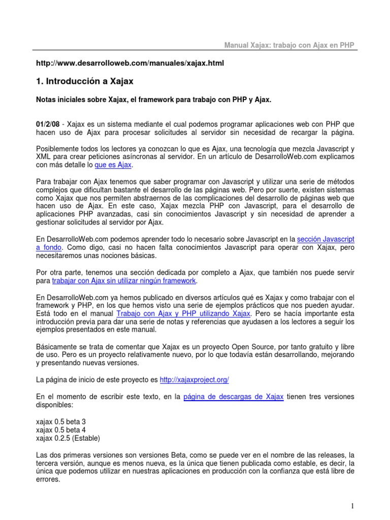 Xajax | PDF | Servidor web | Internet y web