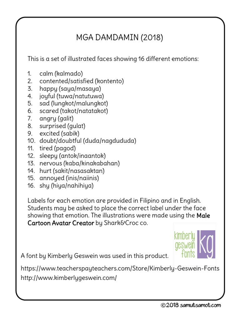 Mga Damdamin 2018 With Labels Secured | PDF | Download | Intellectual ...