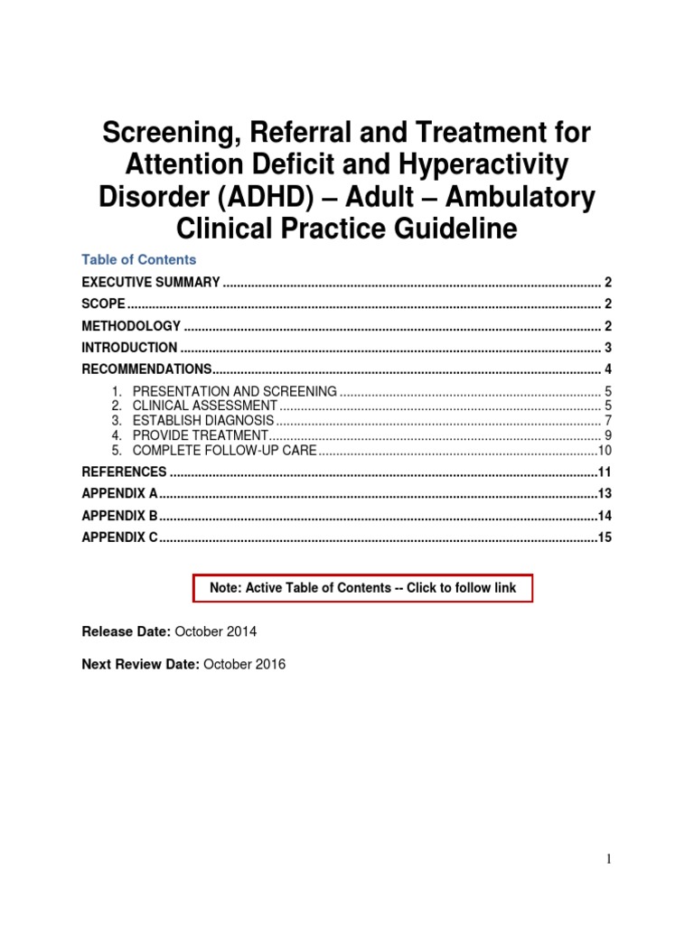 Screening, Referral and Treatment for Attention Deficit and Hyperactivity Disorder (ADHD ...