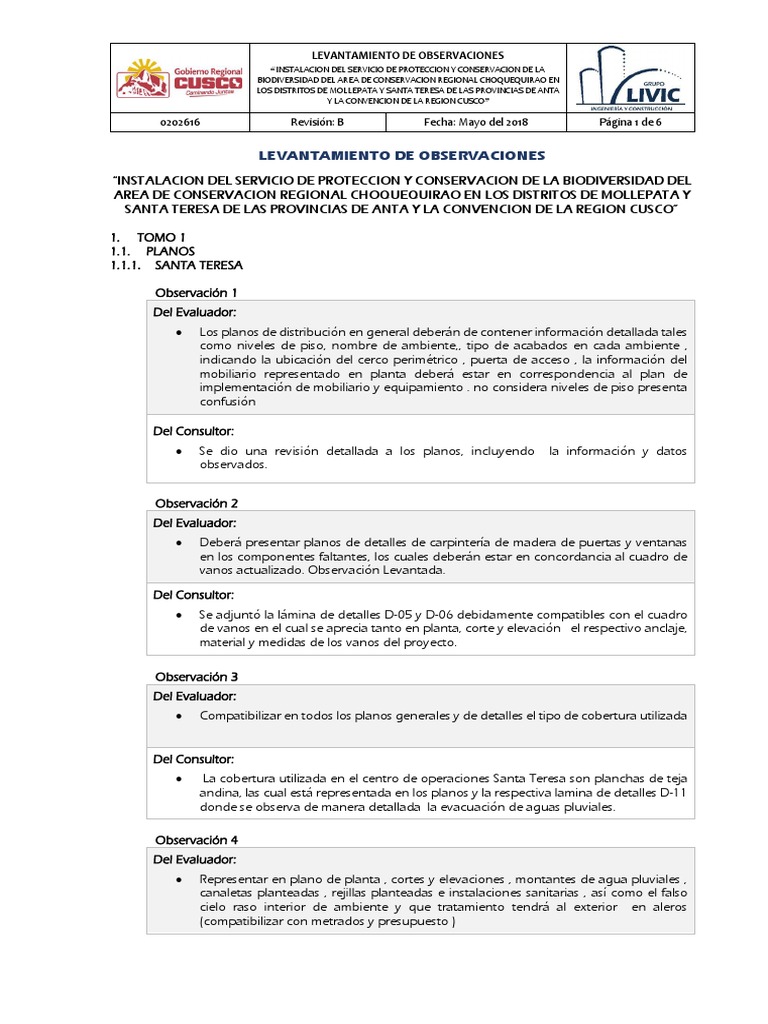Formato de Levantamiento de Observaciones | PDF | Naturaleza