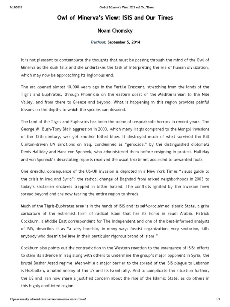 Owl of Minerva's View - ISIS and Our Times | PDF | Islamic State Of ...