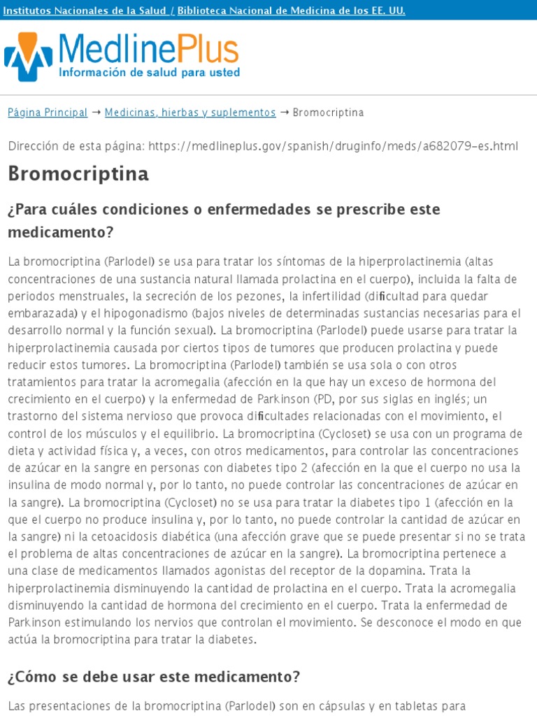 Bromocriptina: MedlinePlus Medicinas | PDF | El embarazo | Diabetes ...