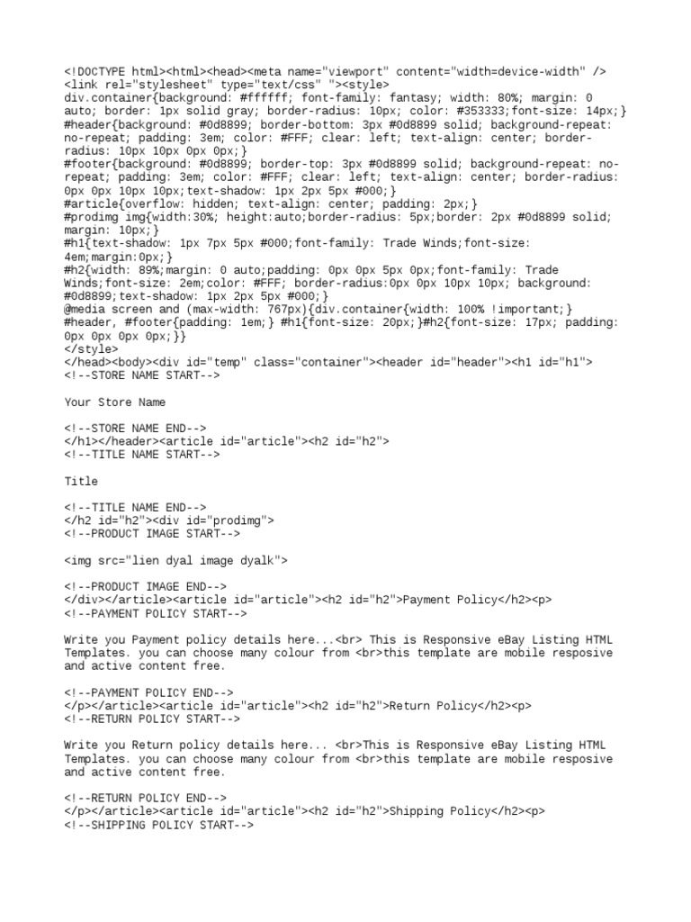Template Ebay | PDF | Web Development | Computer File Formats