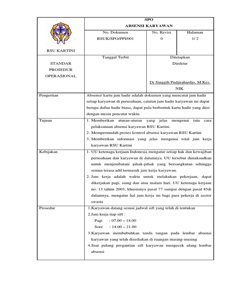 Sop Absensi Karyawan | PDF