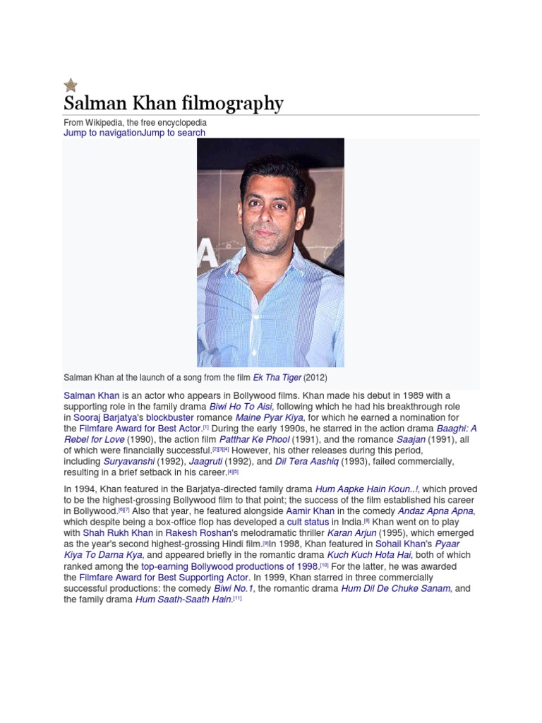 Salman Khan Filmography Overview | PDF | Art