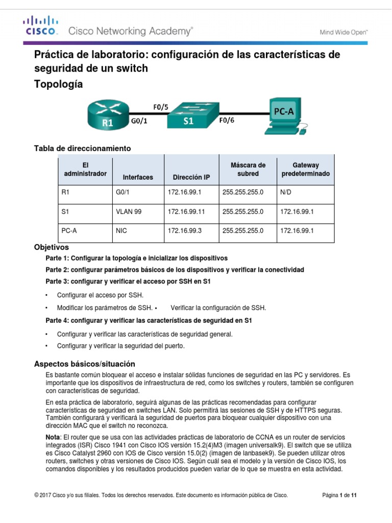 5 2 2 9 Lab Configuring Switch Security Features Pdf Enrutador Computación Conmutador