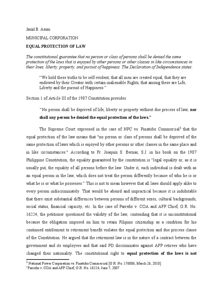 Jamil B | PDF | Citizenship | Equal Protection Clause
