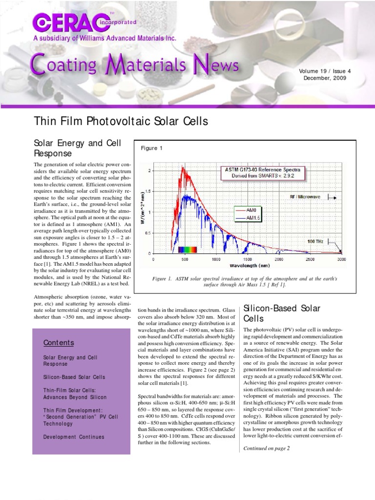 Second Generation Solar Cells | PDF | Thin Film Solar Cell | Solar Cell