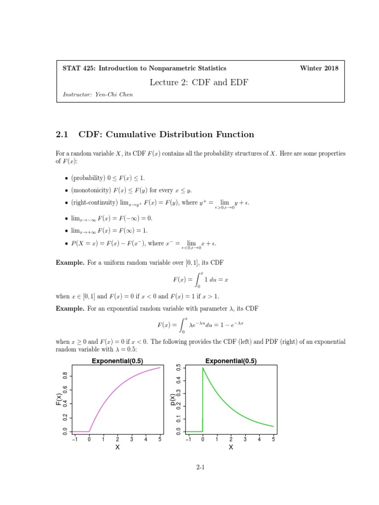 Lecture 2: CDF and EDF: Exponential (0.5) Exponential (0.5) | PDF ...