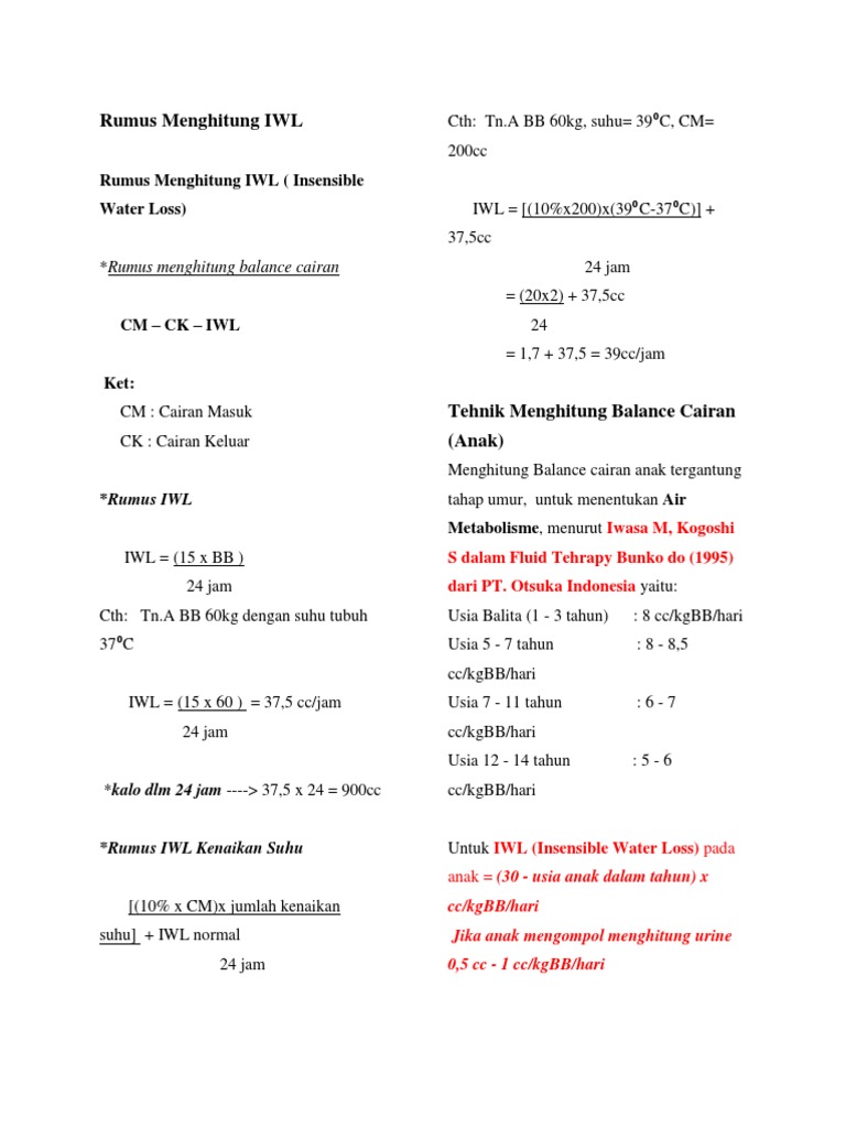 Rumus Menghitung IWL | PDF