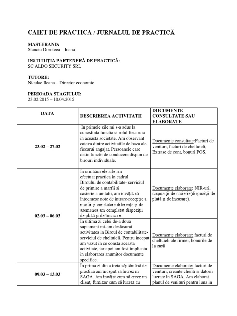 Caiet de Practica PDF | PDF