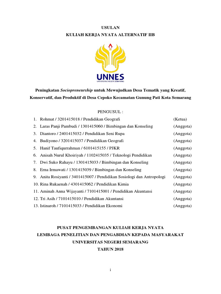 Proposal KKN Unnes | PDF
