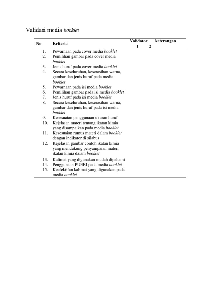 Validasi Media Booklet | PDF