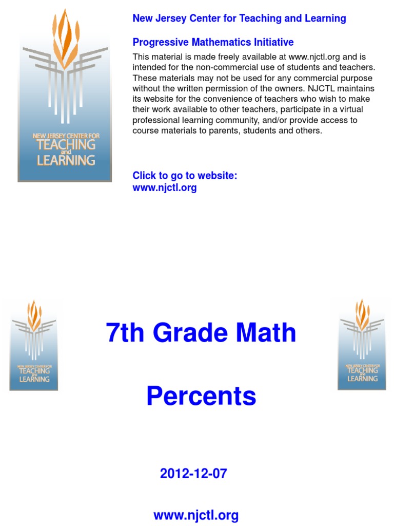 7th Grade Percent Problem Solving | PDF | Gratuity | Fraction (Mathematics)