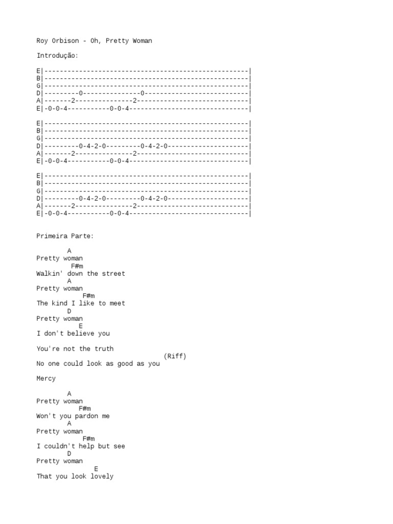 Roy Orbison - Oh, Pretty Woman Chords | PDF | Recorded Music | Song ...