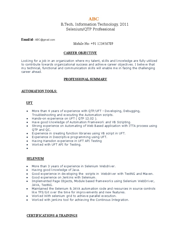 Automation Testing 5 Years Exp 1 | PDF | Selenium (Software ... Automation Testing 5 Years Exp 1 | PDF | Selenium (Software ...