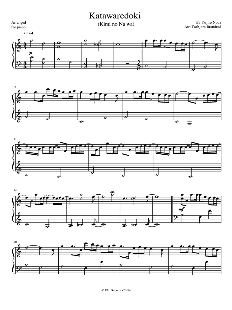 Kataware Doki - Kimi No Na Wa | PDF