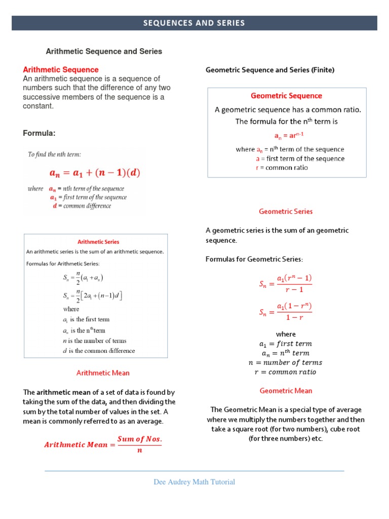 Arithmetic Sequence and Series | PDF | Arithmetic Mean | Sequence