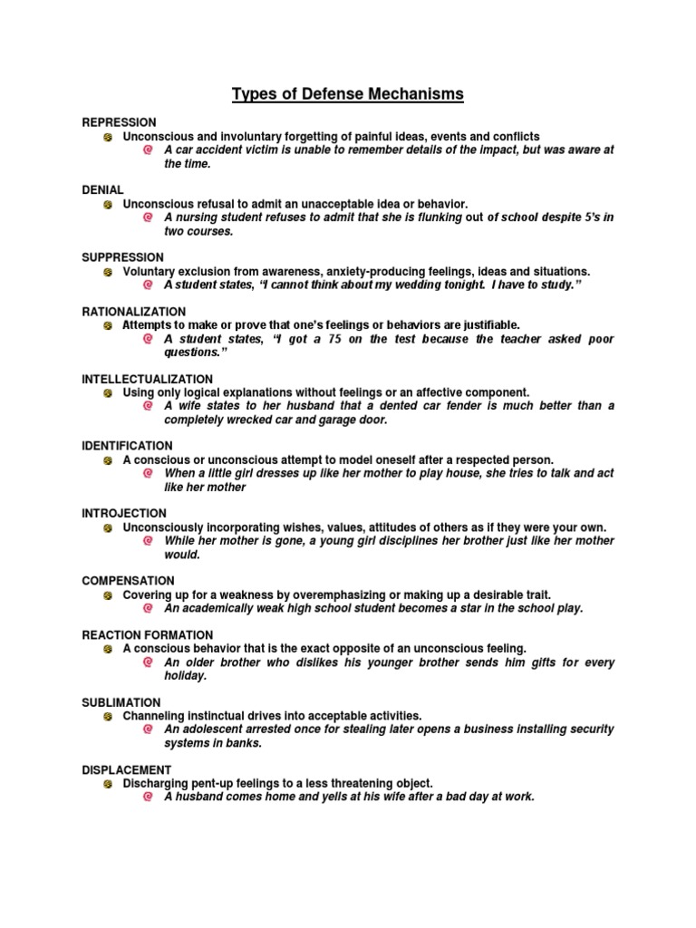 Types of Defense Mechanisms | PDF | Defence Mechanisms | Emergence