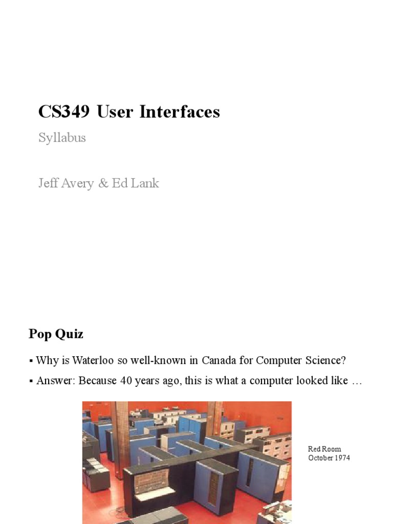 CS349 User Interfaces: Syllabus | PDF | Model–View–Controller | Graphical User Interfaces