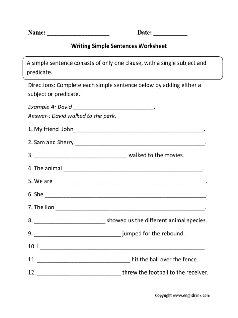 Writing Simple Sentences | PDF