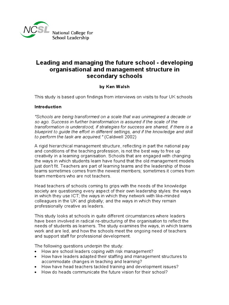 Leading and Managing The Future School | PDF | Schools | Teachers