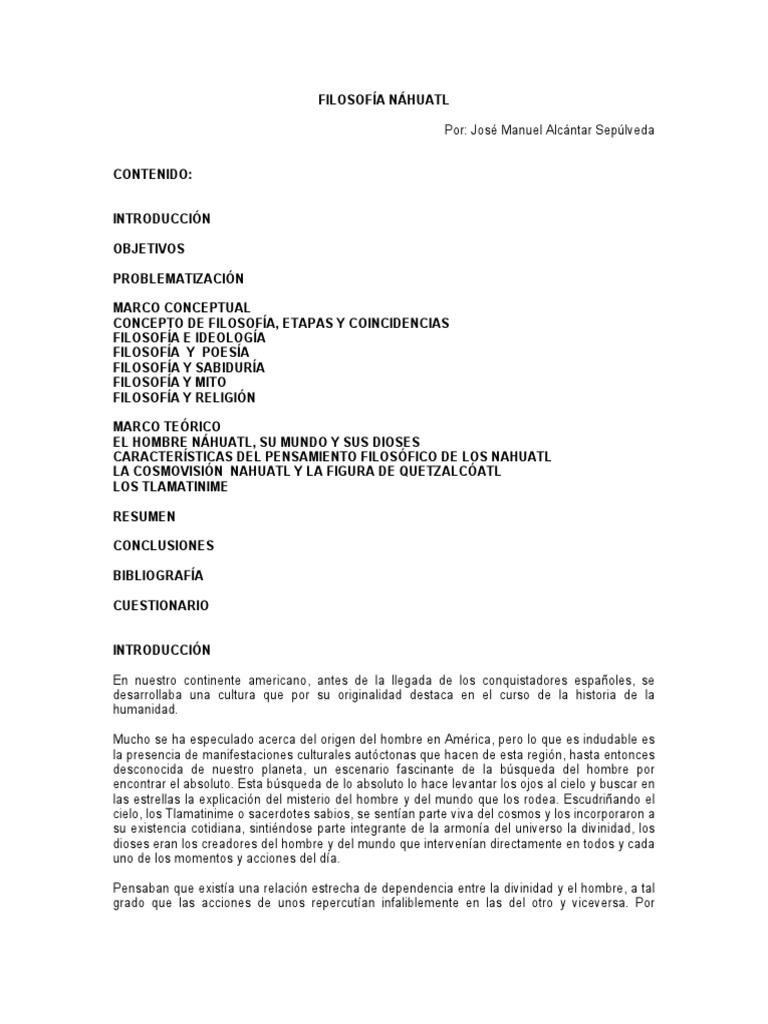 01 FILOSOFÍA NÁHUATLPor José Manuel Alcántar Sepúlveda PDF | PDF