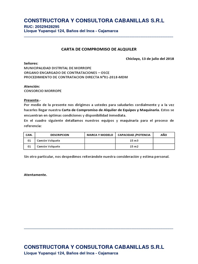Formato de Carta de Alquiler | PDF