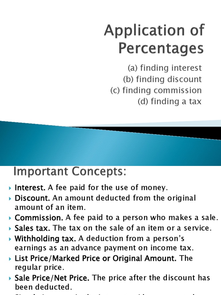 4 Application of Percentages | PDF