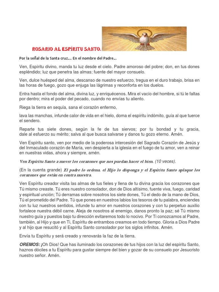 Rosario Al Espíritu Santo Pdf Espíritu Santo María Madre De Jesús
