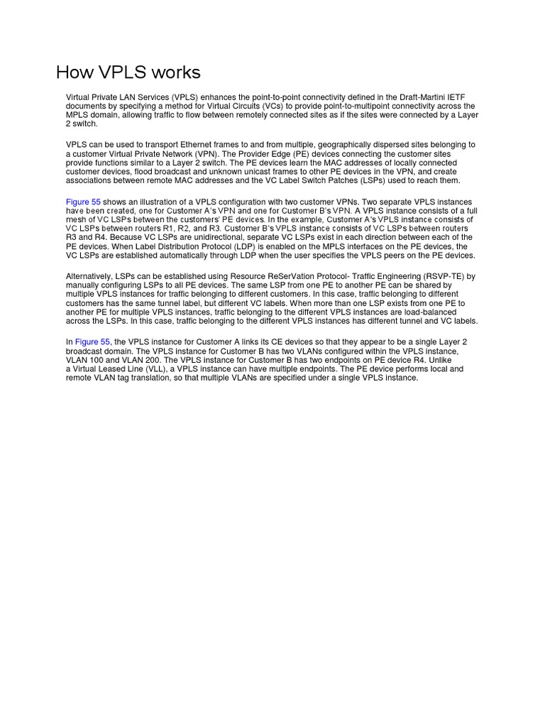 How Virtual Private LAN Services (VPLS) Creates Virtual Layer 2 ...