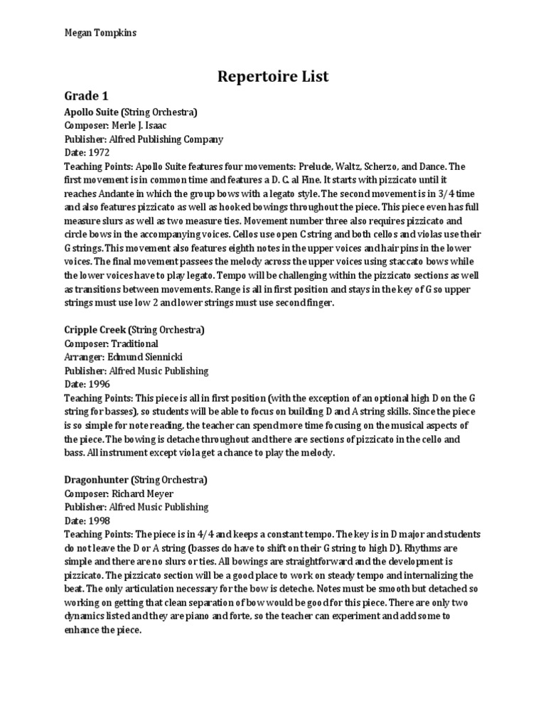 Repertoire List-2 | PDF | Violin | Cello