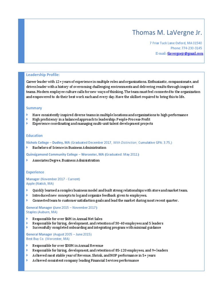 Tom Lavergne Resume v3 | PDF | Business