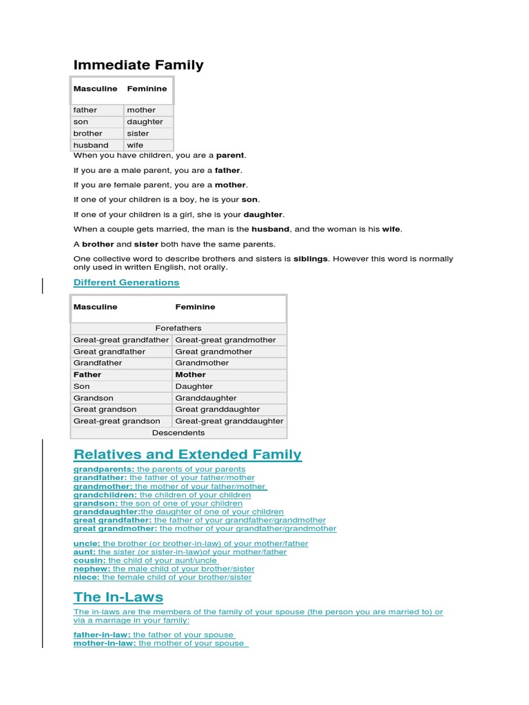 Immediate Family | PDF | Grandparent | Stepfamily