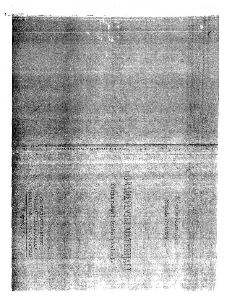 Gradjevinski Materijali Zbirka Rijesenih Ispitnih Zadataka Beograd 1998 ...