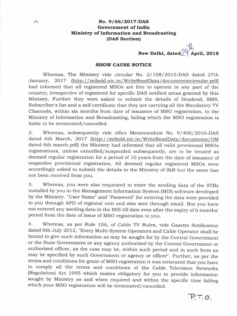 Final Notice for MSO Registration Compliance | PDF | Media Technology ...