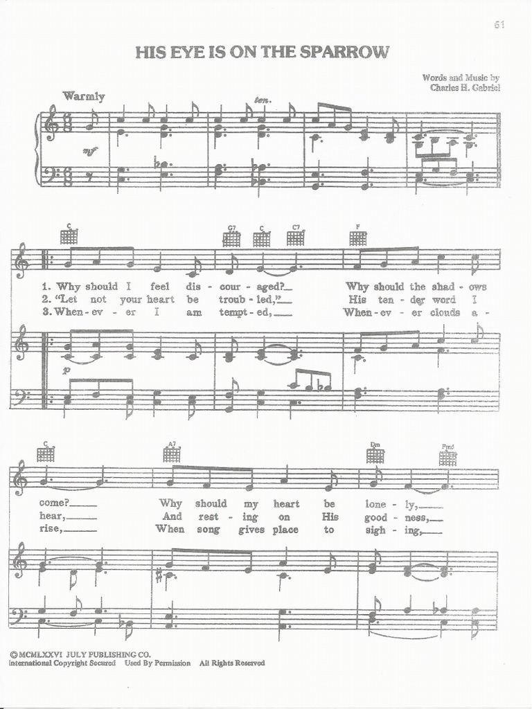 His Eye Is On The Sparrow | PDF