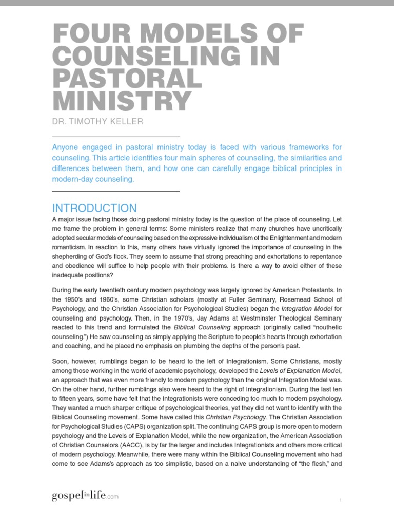 Four Models of Counseling in Pastoral Ministry | PDF | Christian ...