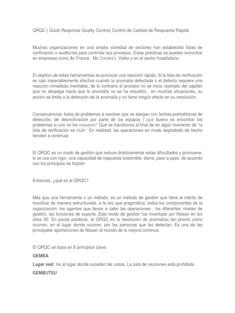Control de Calidad de Respuesta Rápida: Un enfoque estructurado para la ...