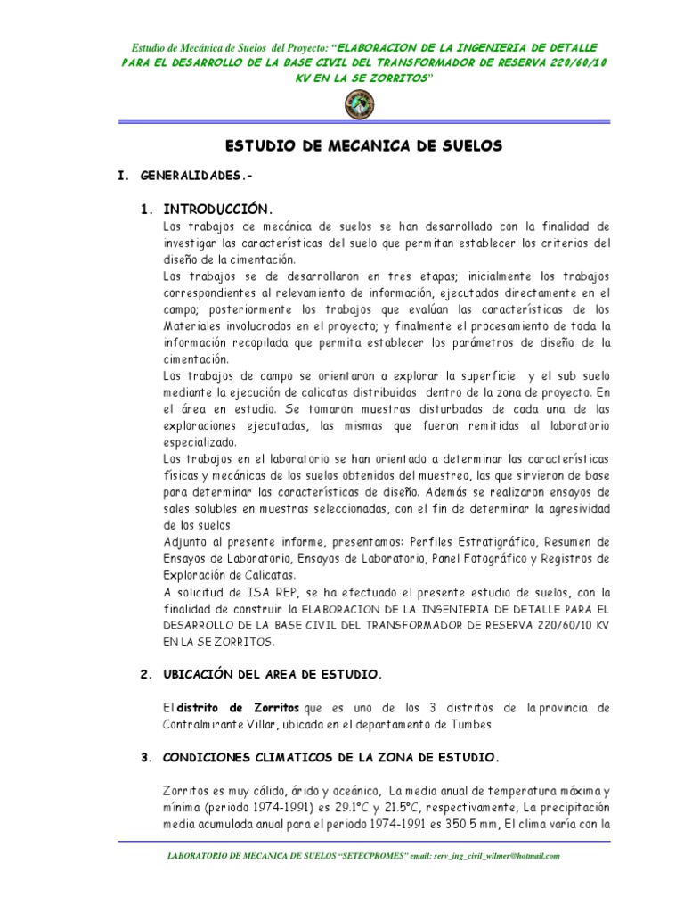 Estudio de Mecanica de Suelos | PDF | Fundación (Ingeniería) | Mecánica de suelos