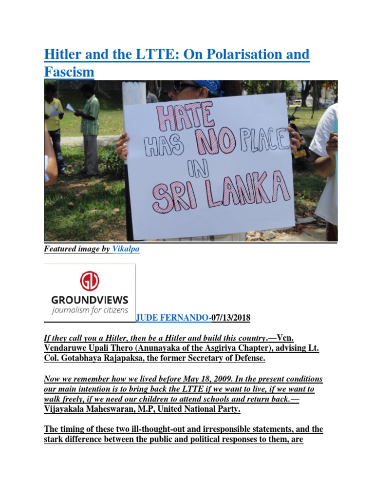Hitler and The LTTE On Polarisation and Fascism | PDF | Fascism ...