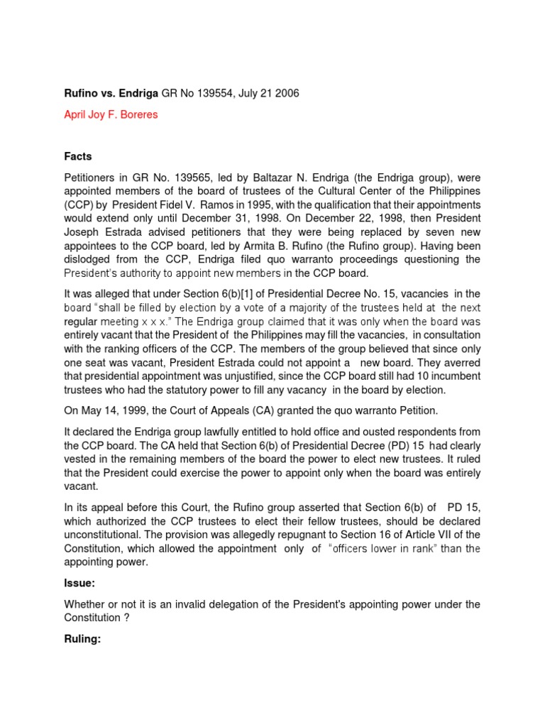 Rufino vs. Endriga | PDF | Constitution | United States Congress