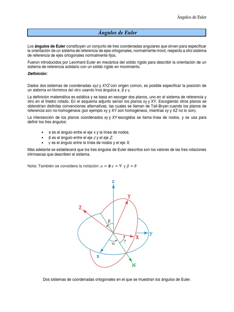 Ángulos de Euler | PDF | Objetos matemáticos | Física